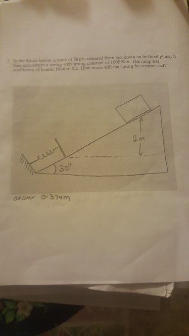 Solved 3 In The Figure Below A Mass Of Skg Is Released 
