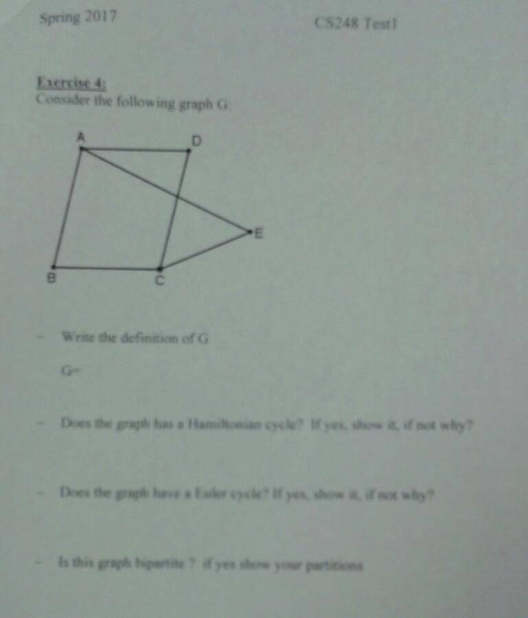 Solved Consider the following graph G Write the definition | Chegg.com