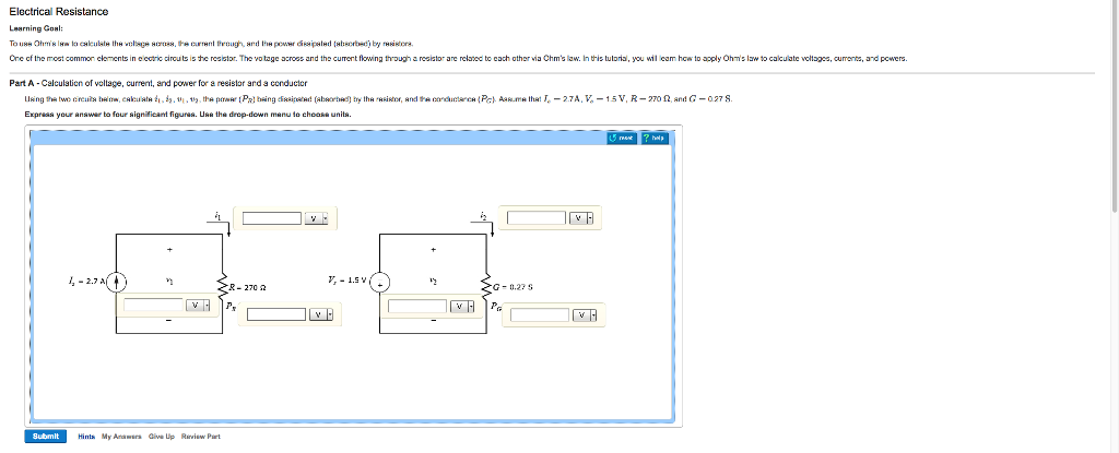 Solved Part A - Calculation of voltage, current, and power | Chegg.com