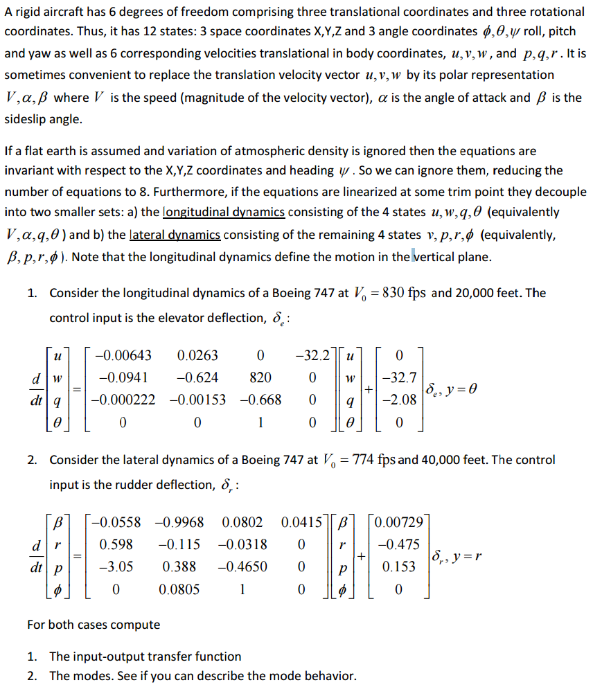 Solved A rigid aircraft has 6 degrees of freedom comprising | Chegg.com