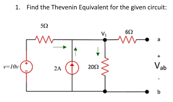 Solved Find the Thevenin Equivalent for the given circuit: | Chegg.com