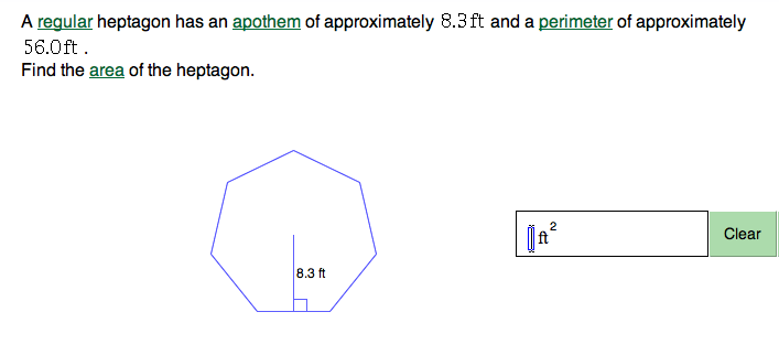 Solved A regular heptagon has an apothem of approximately | Chegg.com