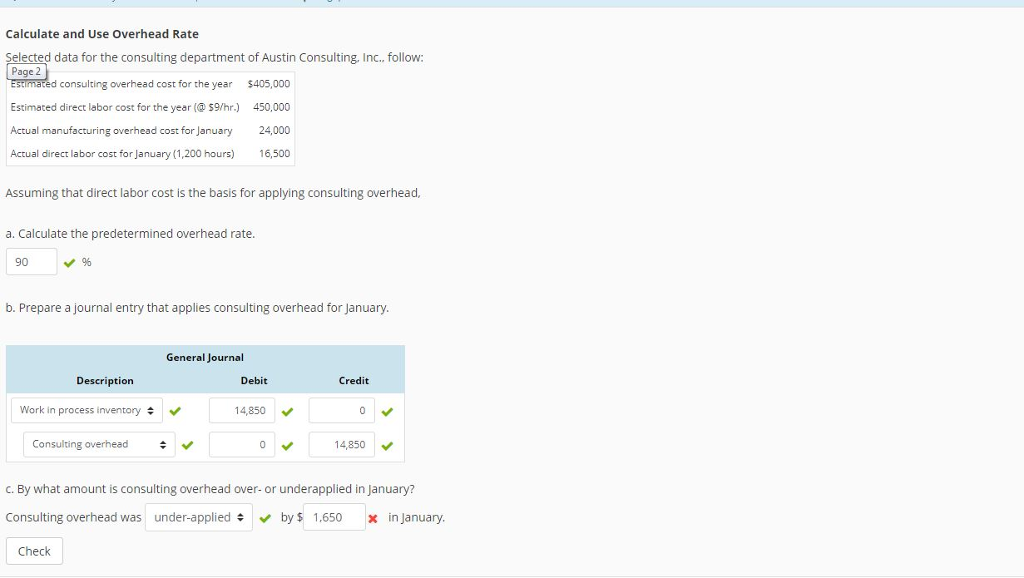 Solved Calculate and Use Overhead Rate Selected data for the | Chegg.com