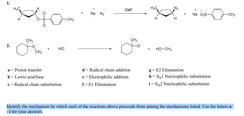 Solved H3C DMF +Na N3 CH o-S CH3 CH3 CH3 CI +HCI +HO-CH3 CH3 | Chegg.com