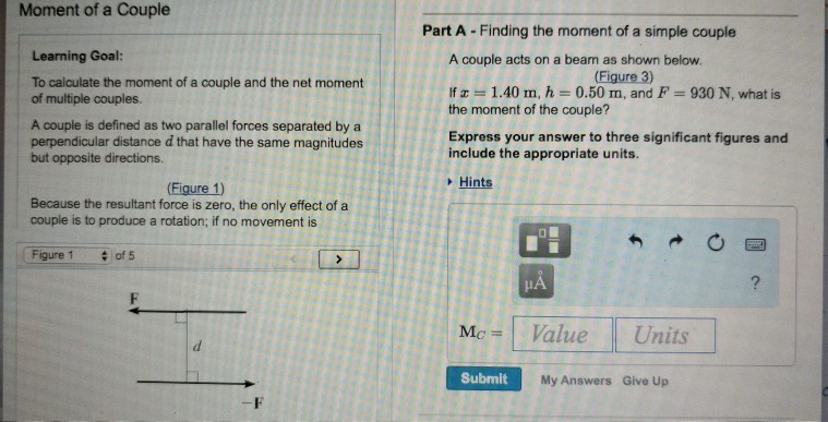 Moment of a Couple Part A - Finding the moment of a | Chegg.com