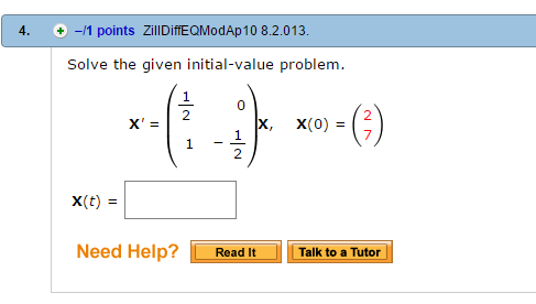 Solved Solve the given initial-value problem. x' = (1/2 0 1 | Chegg.com