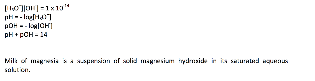 Solved [H3o1[OH] 1x 1014 PHlogH3o] pOH =-log[OH-] pH + pOH = | Chegg.com