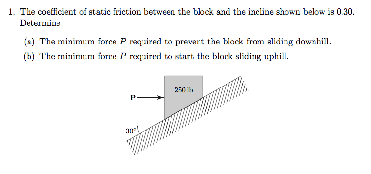 Solved The Coefficient Of Static Friction Between The Block