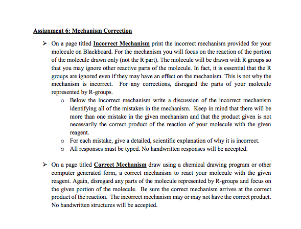 Solved On a page titled Incorrect Mechanism print the | Chegg.com