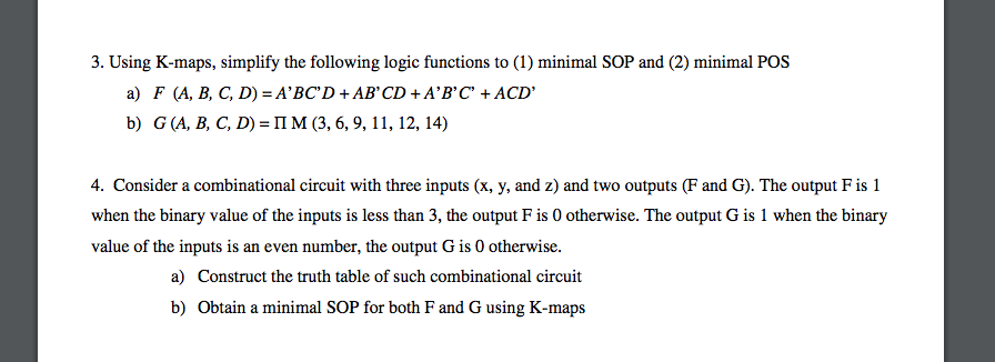 Solved 3. Using K-maps, simplify the following logic | Chegg.com