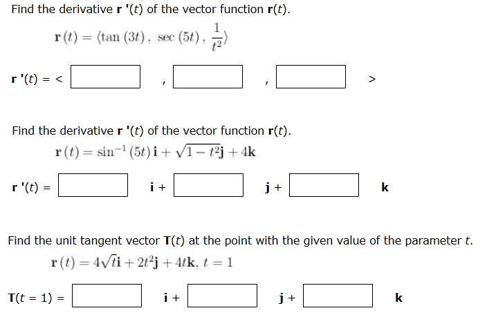 Solved Find The Derivative R T Of The Vector Function