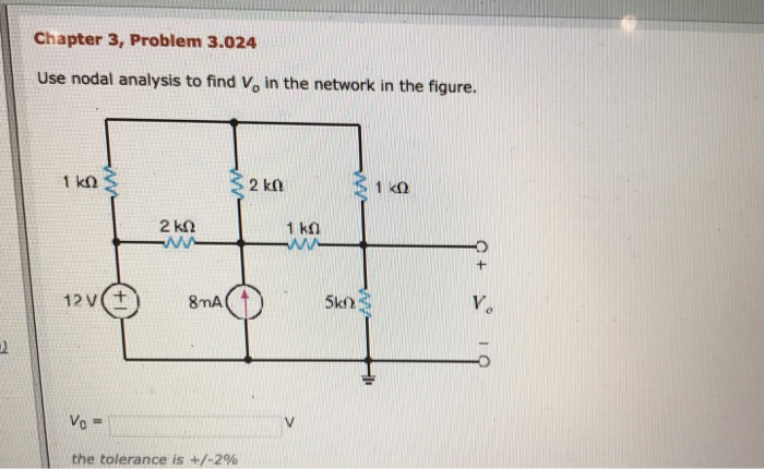 Solved Find Vo in the network in the figure using mesh | Chegg.com