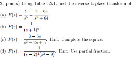 Solved Find the inverse Laplace transform of (a) F(s) = | Chegg.com