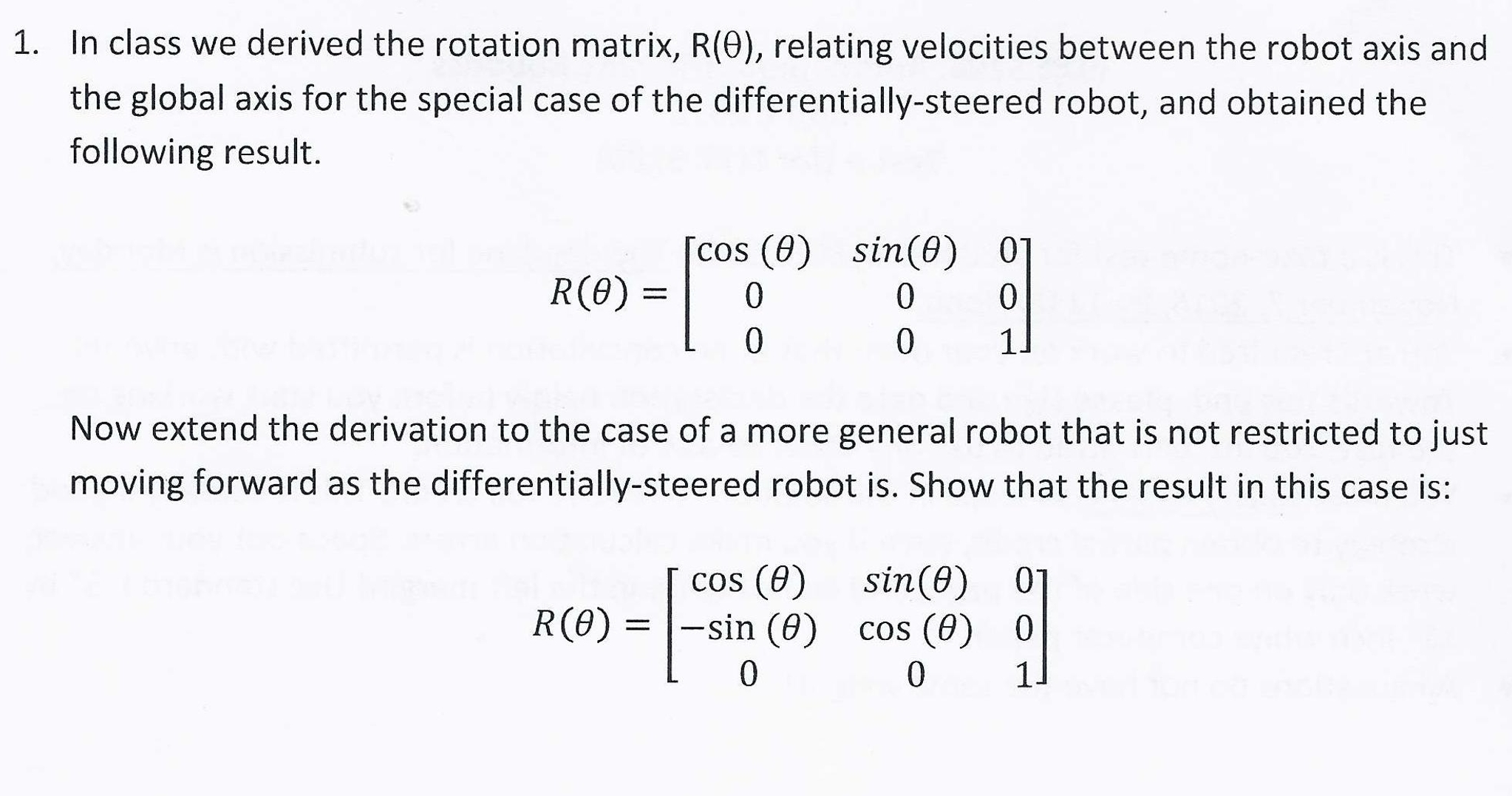 In class we derived the rotation matrix, R(theta), | Chegg.com