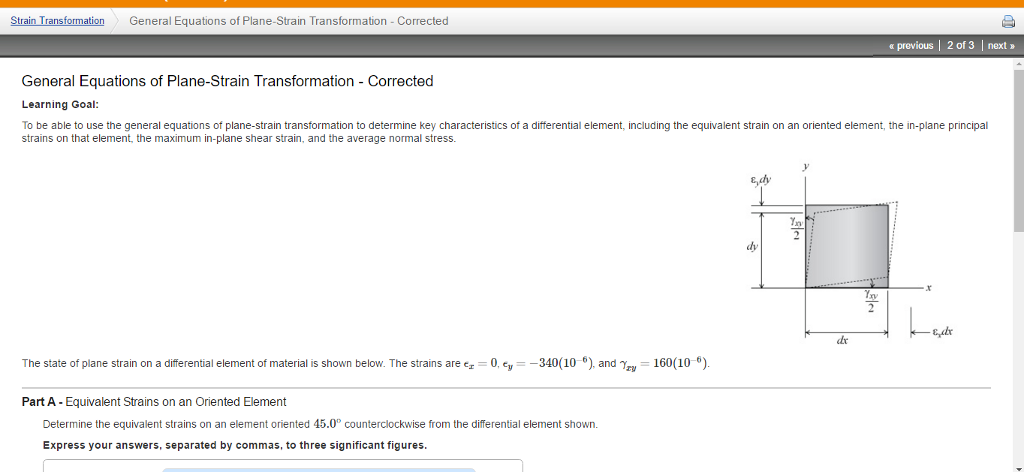 Solved Strain Transformation General Equations of | Chegg.com