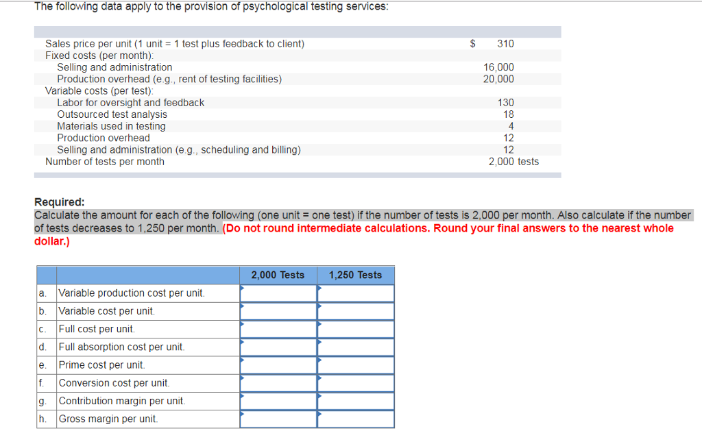 Solved The following data apply to the provision of | Chegg.com Solved The following data apply to the provision of | Chegg.com
