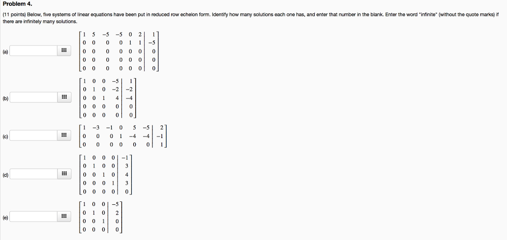 Solved Below Five Systems Of Linear Equations Have Been Put