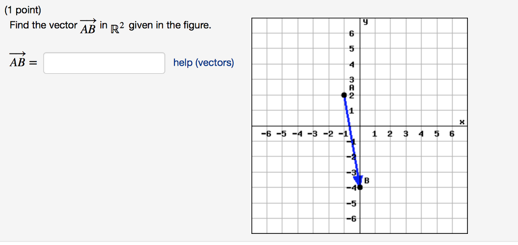 Solved 1 point) Find the vector AB in R2 given in the | Chegg.com