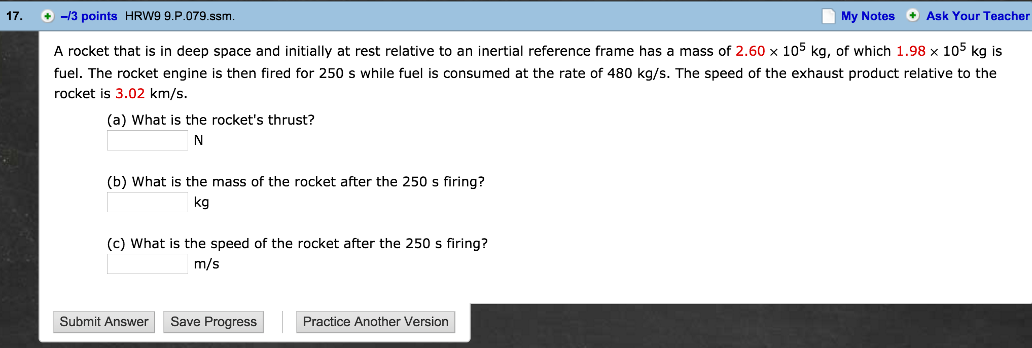 Solved A rocket that is in deep space and initially at rest | Chegg.com