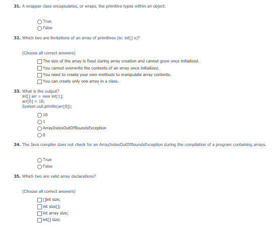 Solved 31. A wrapper class encapsulates, or wraps, the | Chegg.com