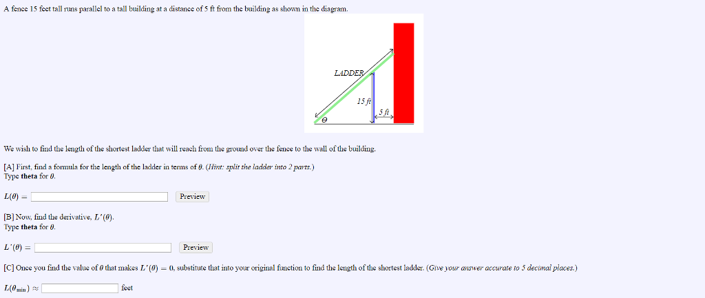 Solved A fence 15 feet tall runs parallel to a tall building | Chegg.com
