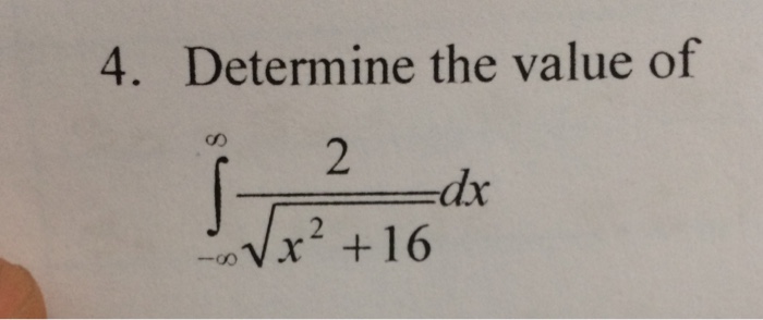 Solved Determine the value of integral_infinity^infinity | Chegg.com