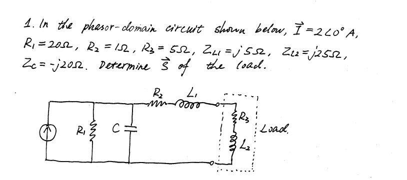Solved In the phasor-domain circuit shown below, 1 = 2 0 | Chegg.com