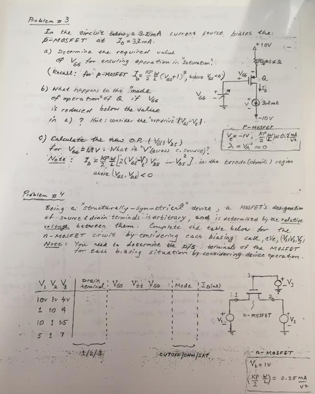 In the circuit below, a 3.2 mA current source biases | Chegg.com