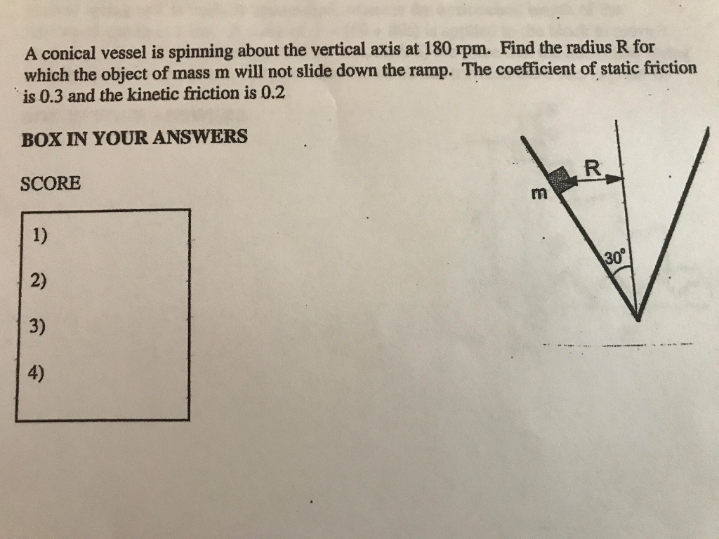Solved A conical vessel is spinning about the vertical axis | Chegg.com