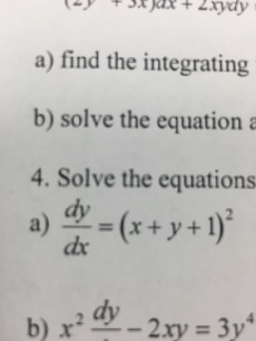 Solved Solve the equations dy/dx = (x + y + 1)^2 | Chegg.com