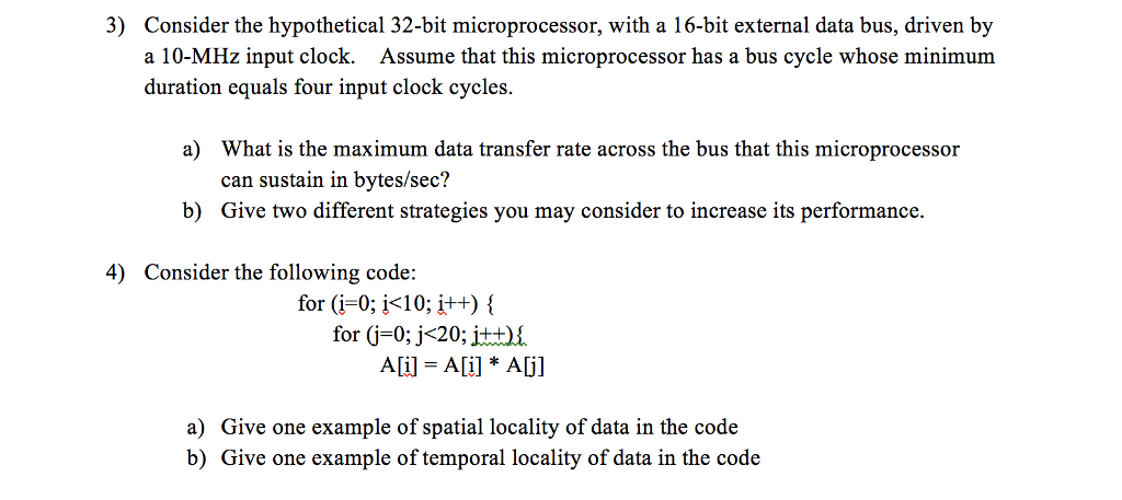 Solved miath ioprocessor bas a bus ycle 3) Consider the | Chegg.com