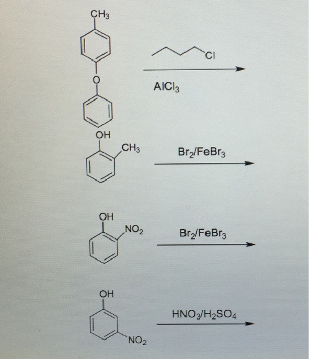 CH3 CI AICI3 Br2/FeBr3 Br2/FeBr3 Br2/FeBr3 HNO3/H2SO4 | Chegg.com