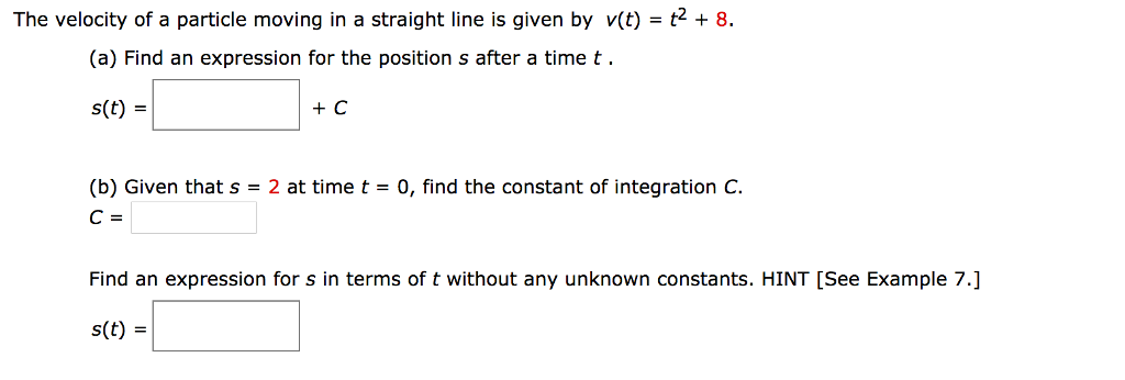 Solved The velocity of a particle moving in a straight line | Chegg.com