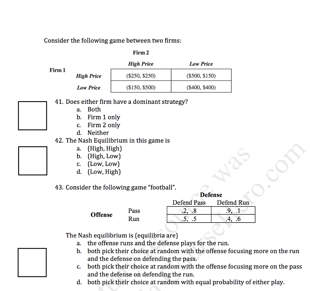 Solved Consider the following game between two firms: Firm 2 | Chegg.com
