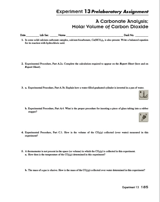 Solved Experiment 13 Prelaboratory Assignment A Carbonate | Chegg.com