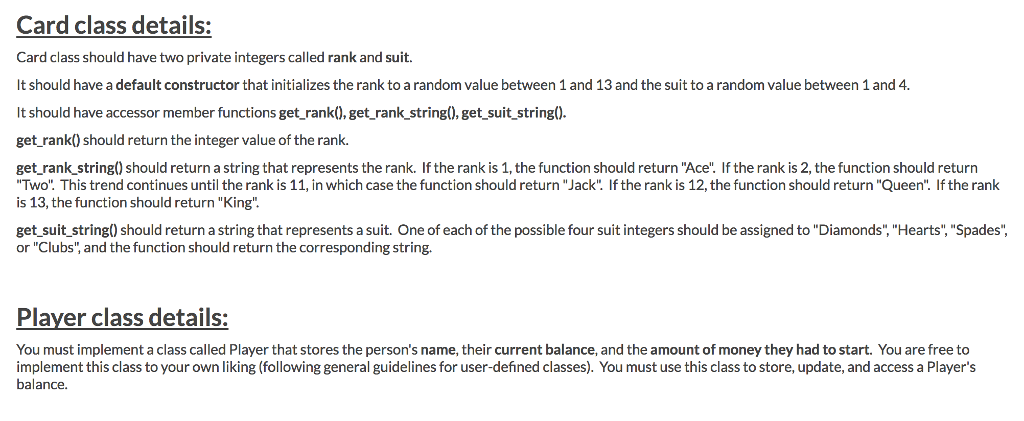 Solved In this project, you will create a simple card game. | Chegg.com