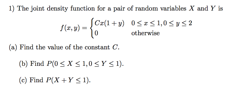 Solved The joint density function for a pair of random | Chegg.com