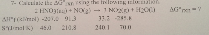 Solved Calculate the Delta G_rxn degree using the following | Chegg.com