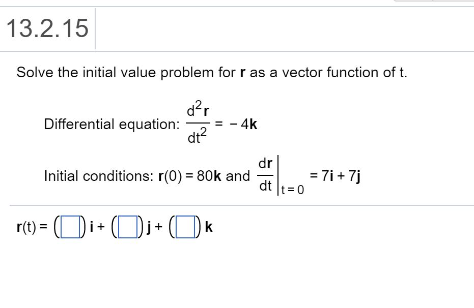 Solved 13.2.15 Solve the initial value problem for r as a | Chegg.com