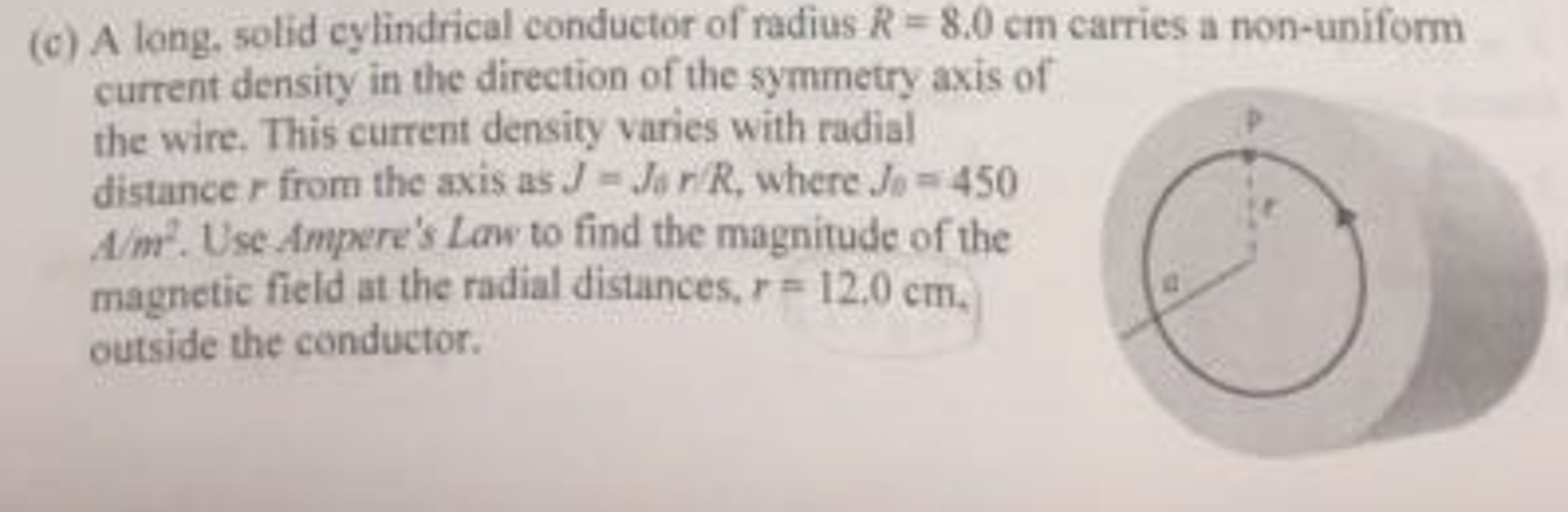 Solved A long, solid cylindrical conductor of radius R = 8.0 | Chegg.com