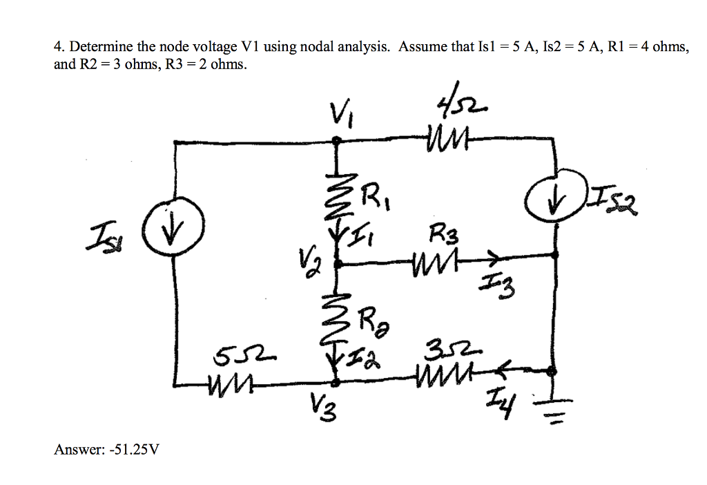 Solved 4. Determine the node voltage V1 using nodal | Chegg.com