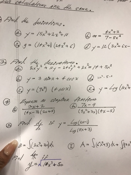 Solved Find The Derivatives Y 15x 3 2x 4 10 M 4x 2 Chegg