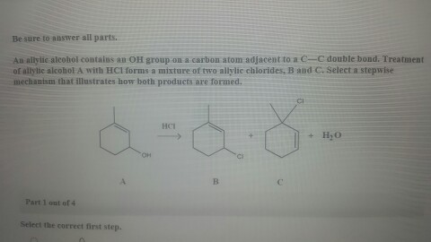 Solved Be sure to answer all parts, An allylic alcohol | Chegg.com