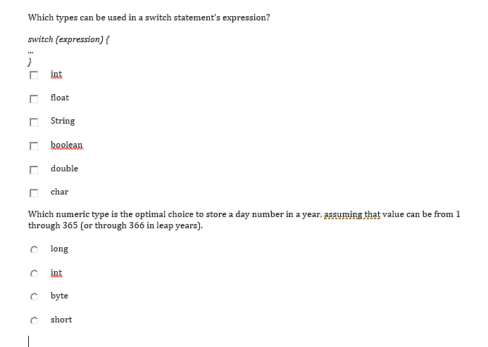 Solved Which types can be used in a switch statement's | Chegg.com