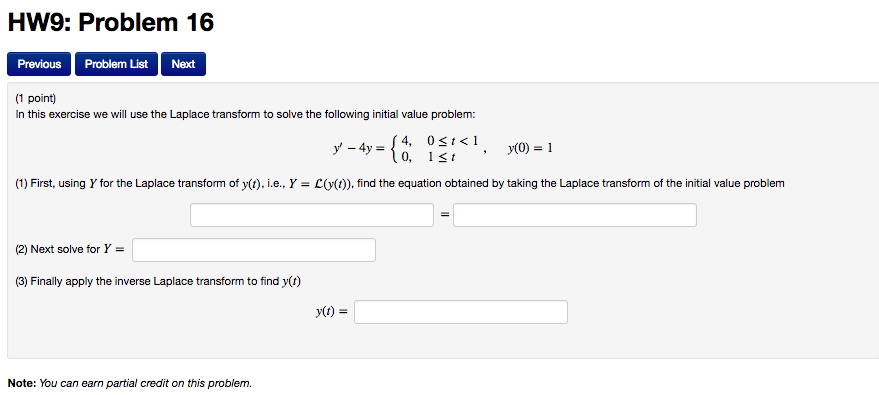 Solved HW9: Problem 16 Previous Problem List Next (1 point) | Chegg.com