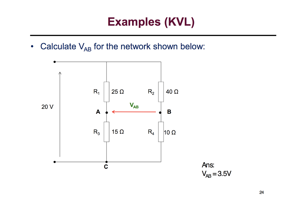 Solved Examples (KVL) Calculate VAB for the network shown | Chegg.com