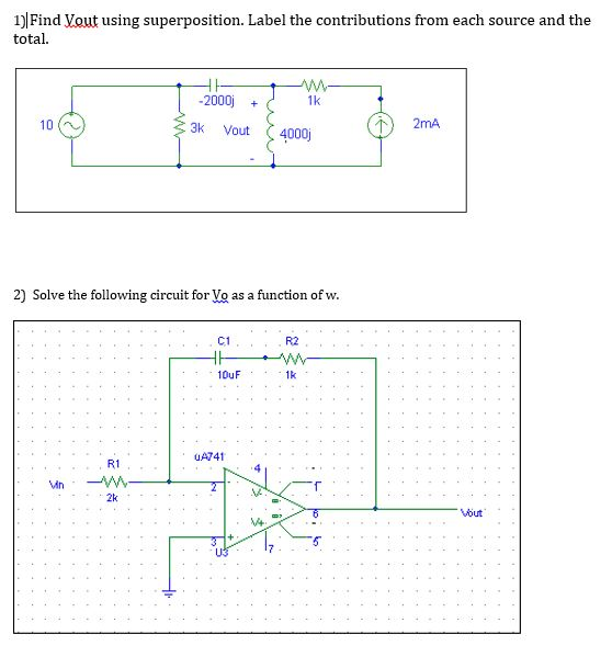 Solved Find vout using superposition. Label the | Chegg.com