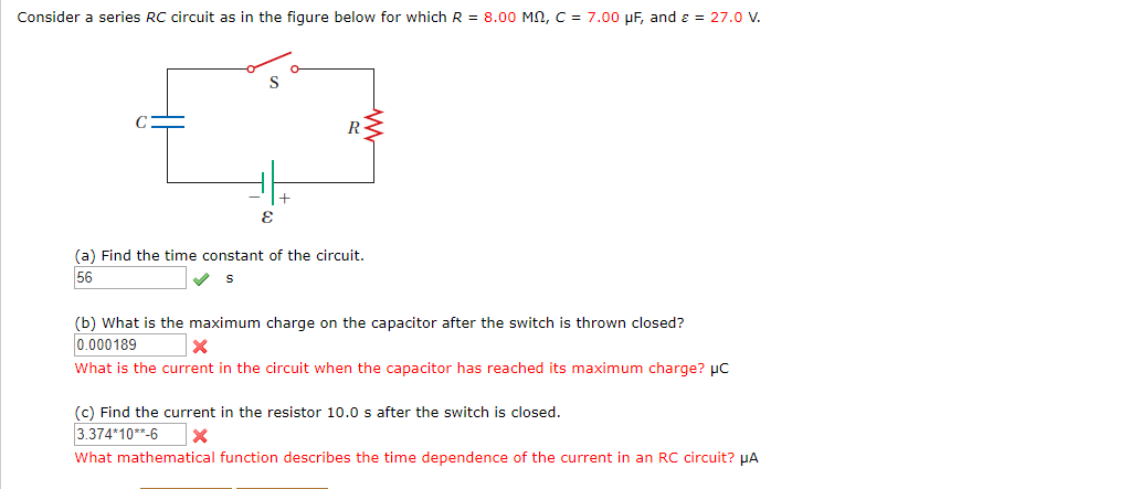 Solved Consider a series RC circuit as in the figure below | Chegg.com