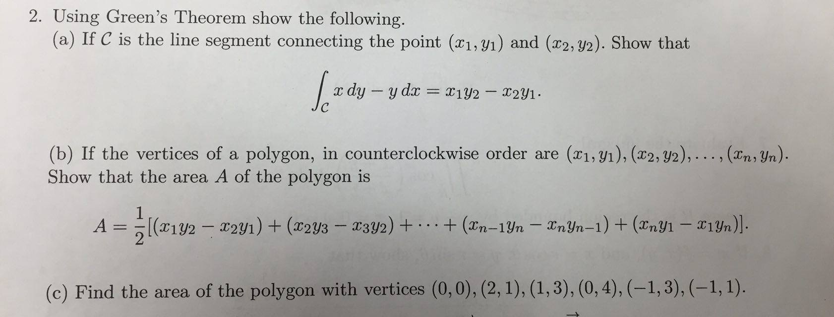 Solved Using Green's Theorem show the following. (a) If C | Chegg.com