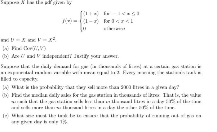 Solved Suppose X has the pdf given by and U = X and V = | Chegg.com
